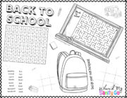 Back to School Placemat Printable Activity for Kids