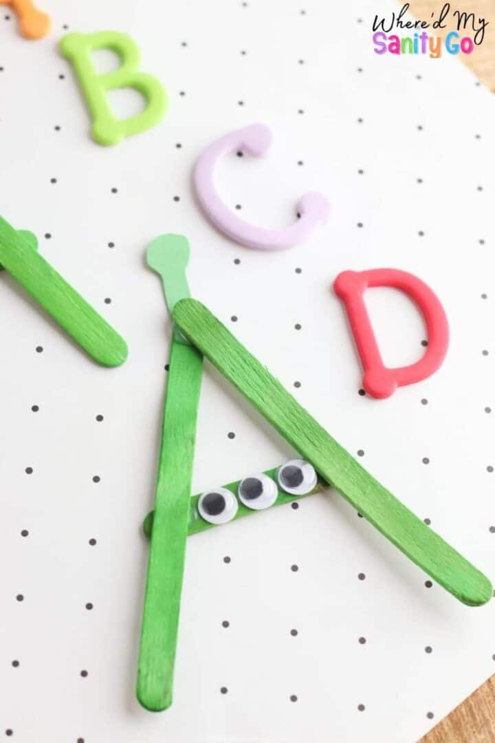Alphabet Popsicle Stick Craft for Kids Back to School Alphabet Craft Alien