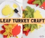 Easy Turkey Leaf Craft for Kids Made with Fall Leaves